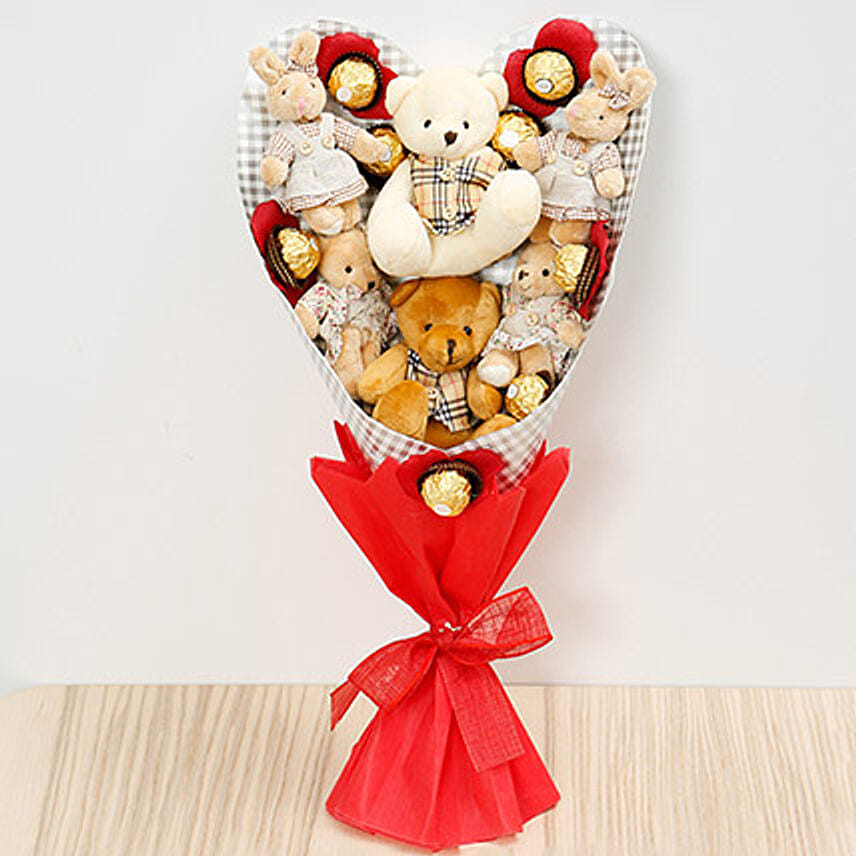 Online Chocolates and Teddy Bear Heart Shaped Bouquet Gift Delivery in ...