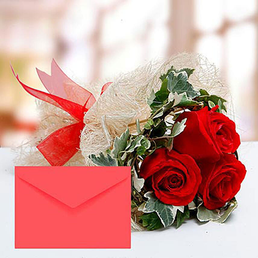 Red Roses Bouquet With Greeting Card in sgp | Gift Red Roses Bouquet ...