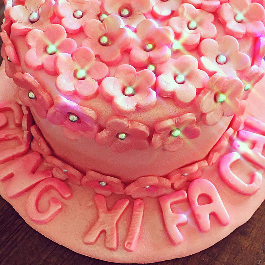 Online Pink Floral Chocolate Cake 8 inches Gift Delivery in Singapore - FNP