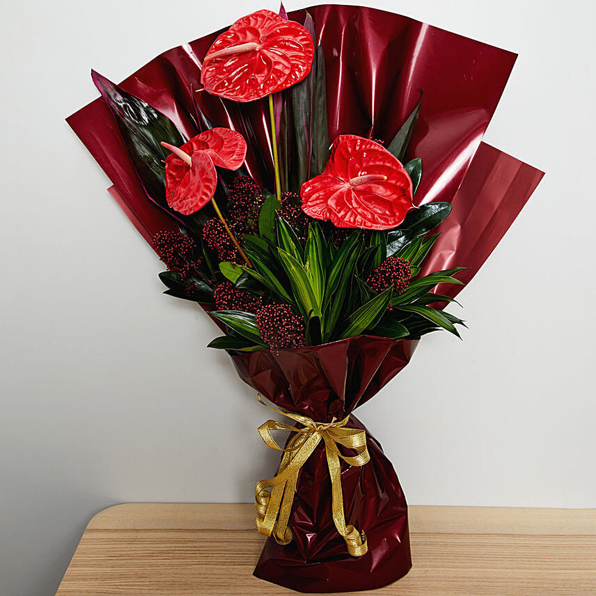 Online Beautiful Anthurium Bouquet Gift Delivery in Singapore - FNP