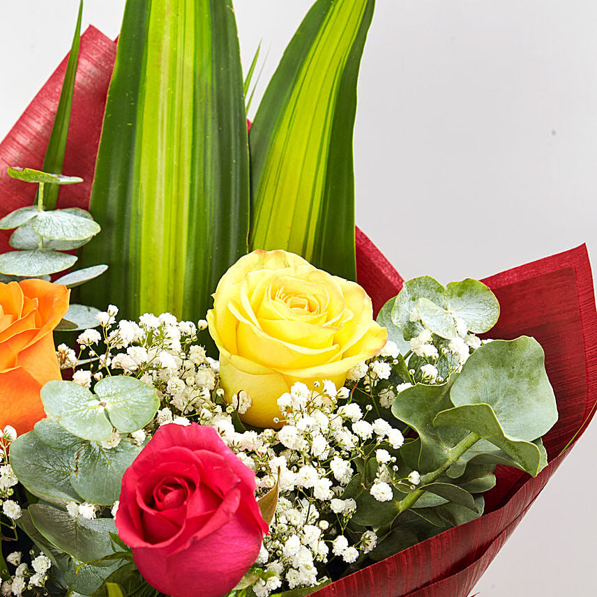 Online Multicolored Roses Bouquet Gift Delivery in Singapore - Ferns N ...