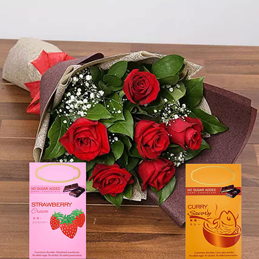Online Red Roses & Flavourful Chocolates Gift Delivery in Singapore - FNP