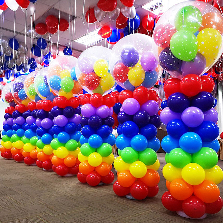 Online Multicolour Balloon Pillars Gift Delivery in Singapore - FNP