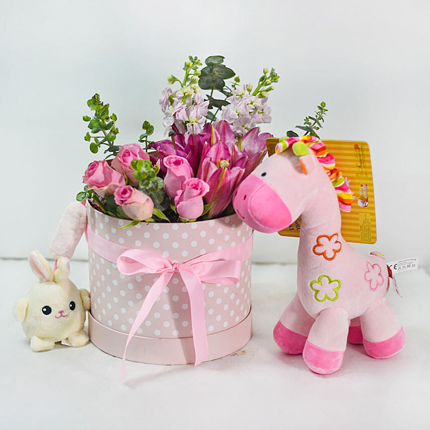 Online Mixed Flowers Soft Toys Baby Hamper Gift Delivery in Singapore - FNP