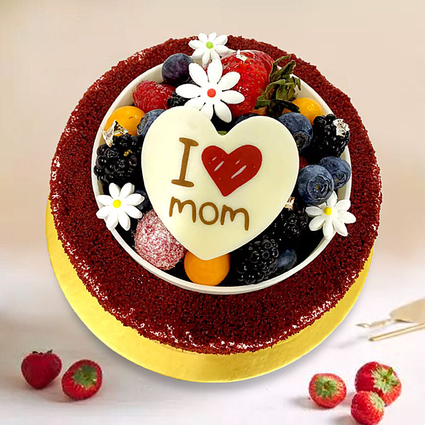 Online I Love Mom Red Velvet Cake Gift Delivery in Singapore - FNP