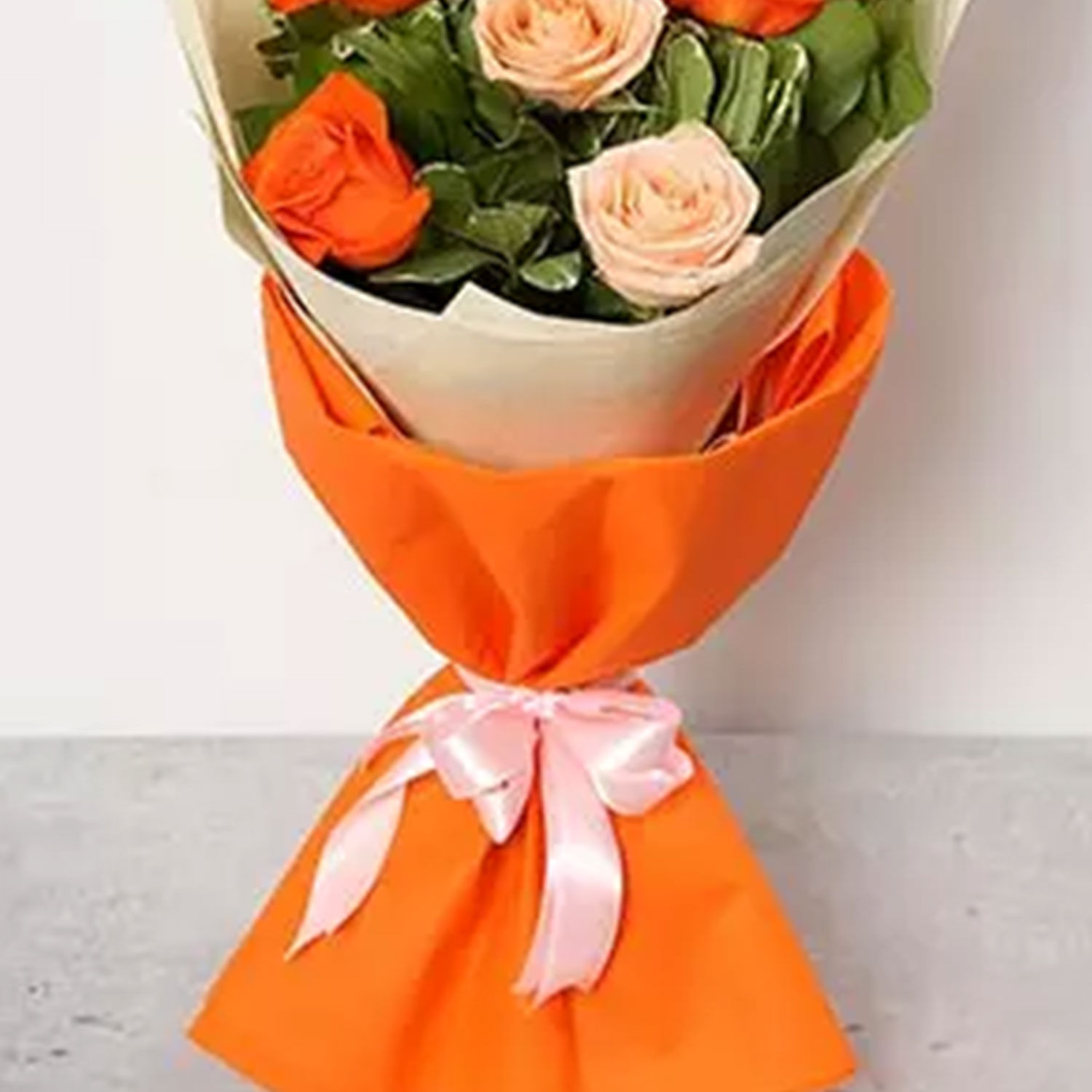 Online Mixed Orange and Peach Roses Bunch Gift Delivery in Singapore - FNP