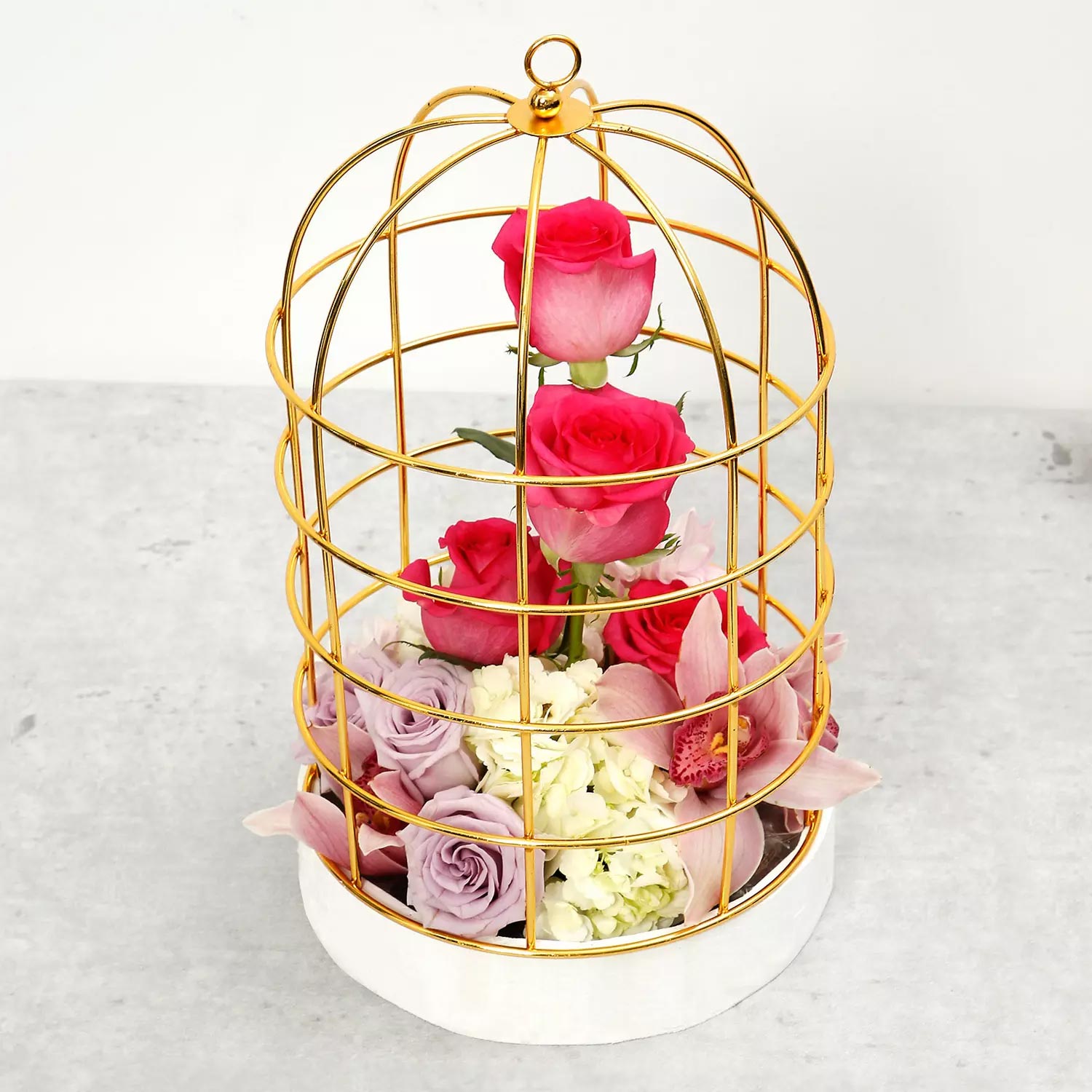 Online Elegant Mixed Roses Cage Arrangement Gift Delivery in Singapore ...