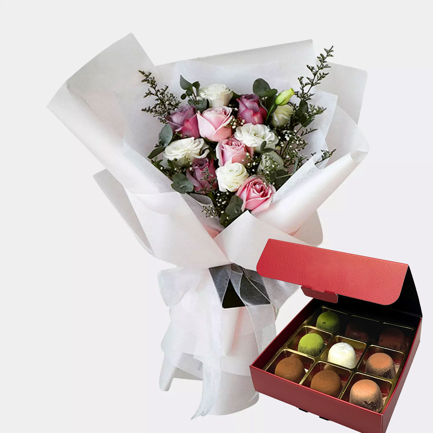 Online Delicate Flower Bunch & Chocolates Gift Delivery in Singapore - FNP