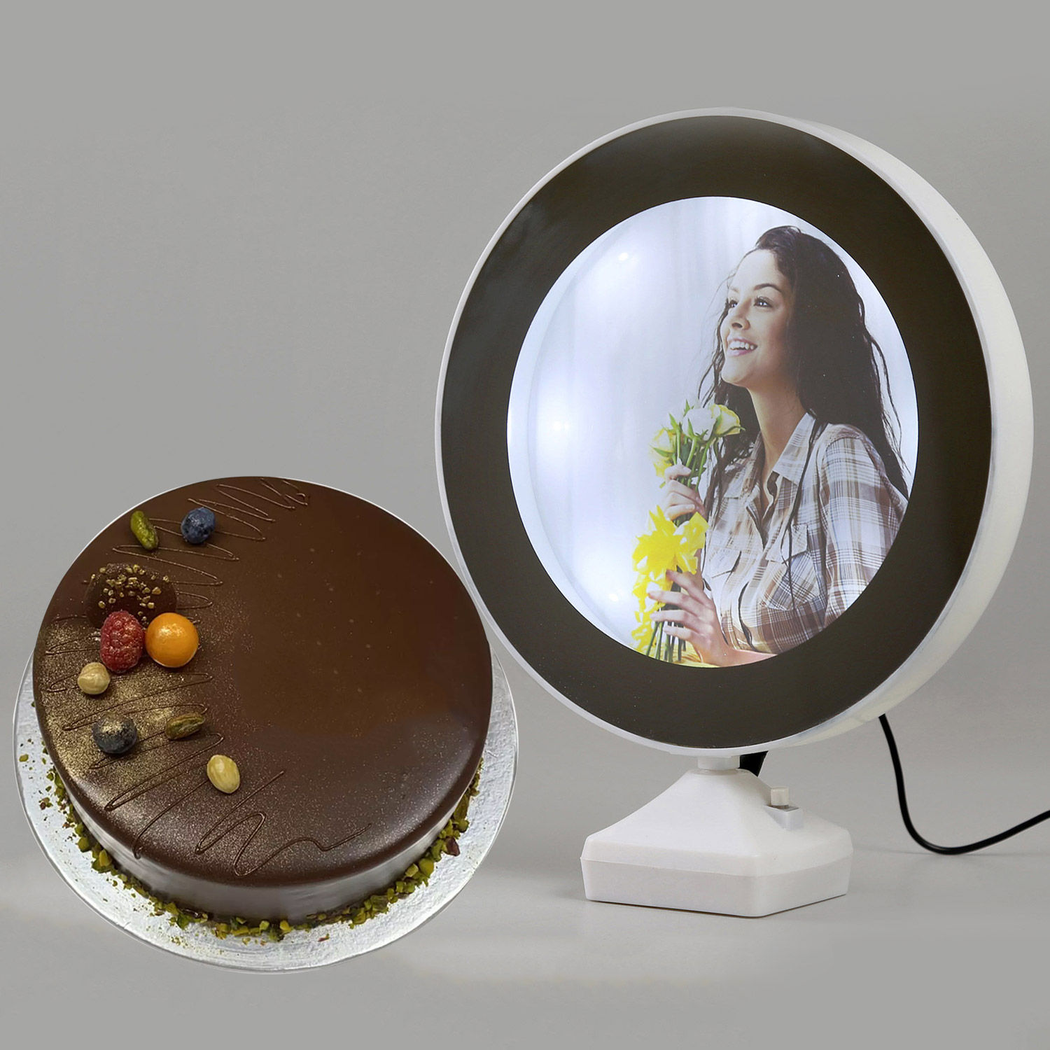 Online Personalised Magic Mirror LED with Chocolate Cake Gift Delivery ...