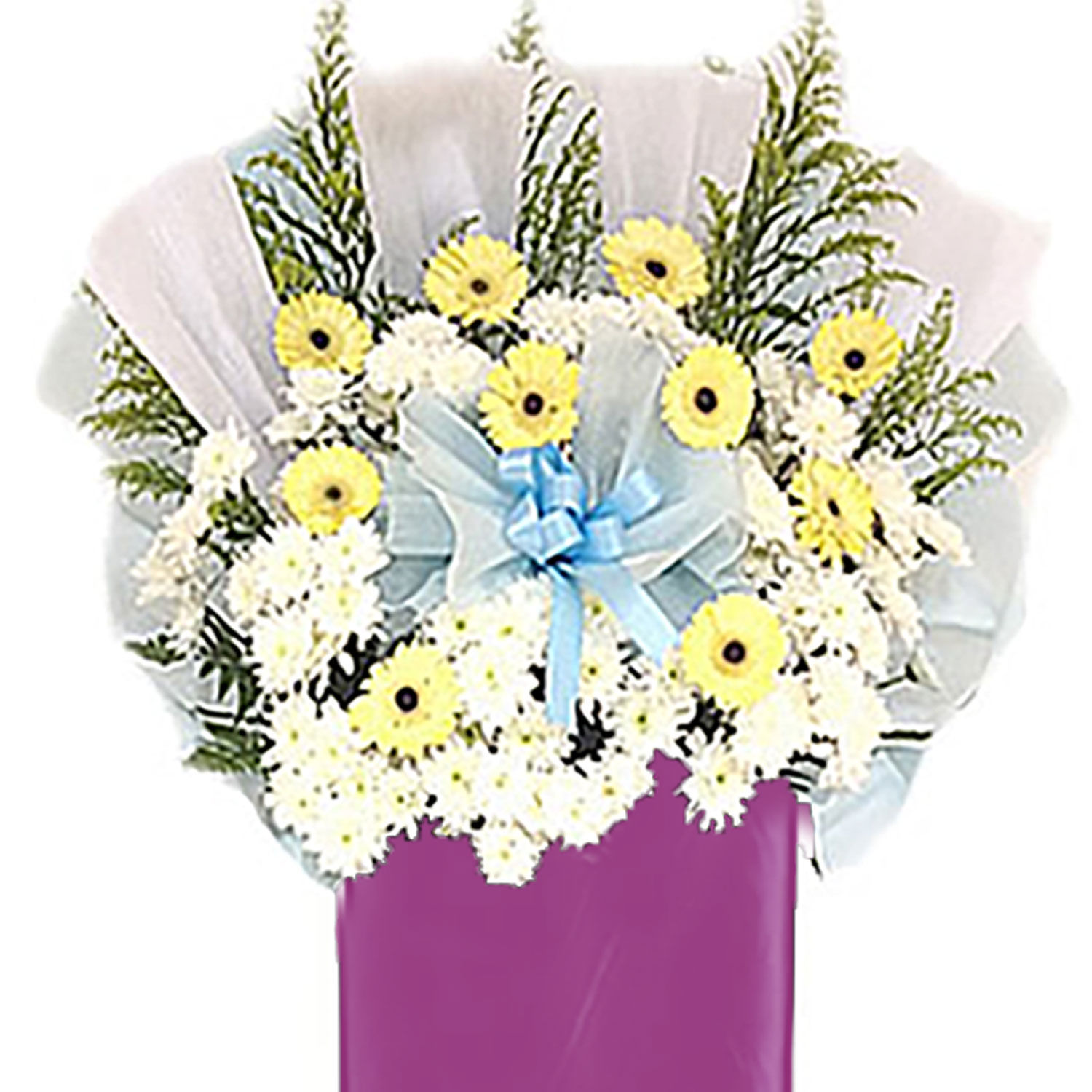 Online Cream Gerberas White Pom In Lovely Pink Stand Gift Delivery in ...