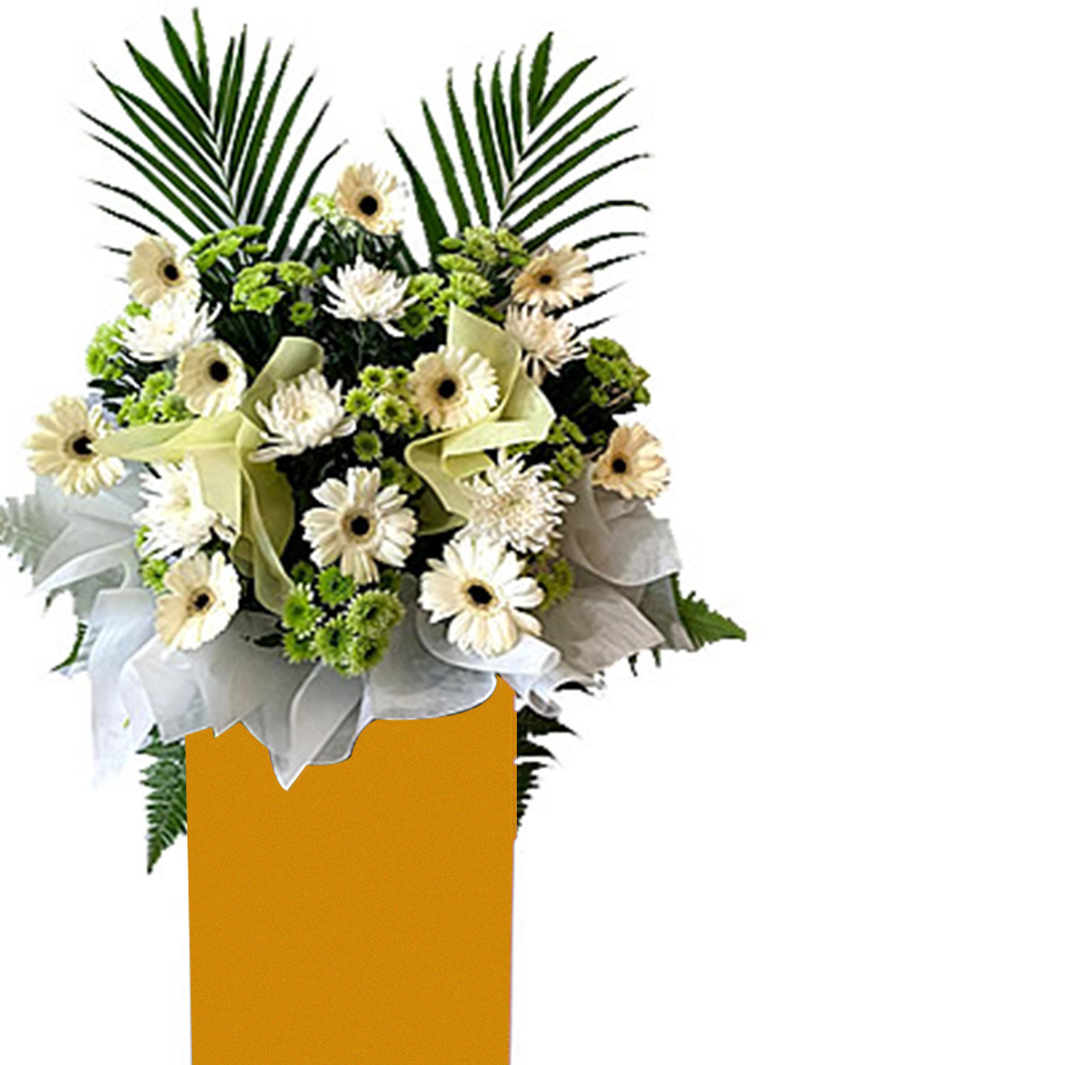 Online Alluring Mixed Flowers Arrangement In Brown Stand Gift Delivery ...