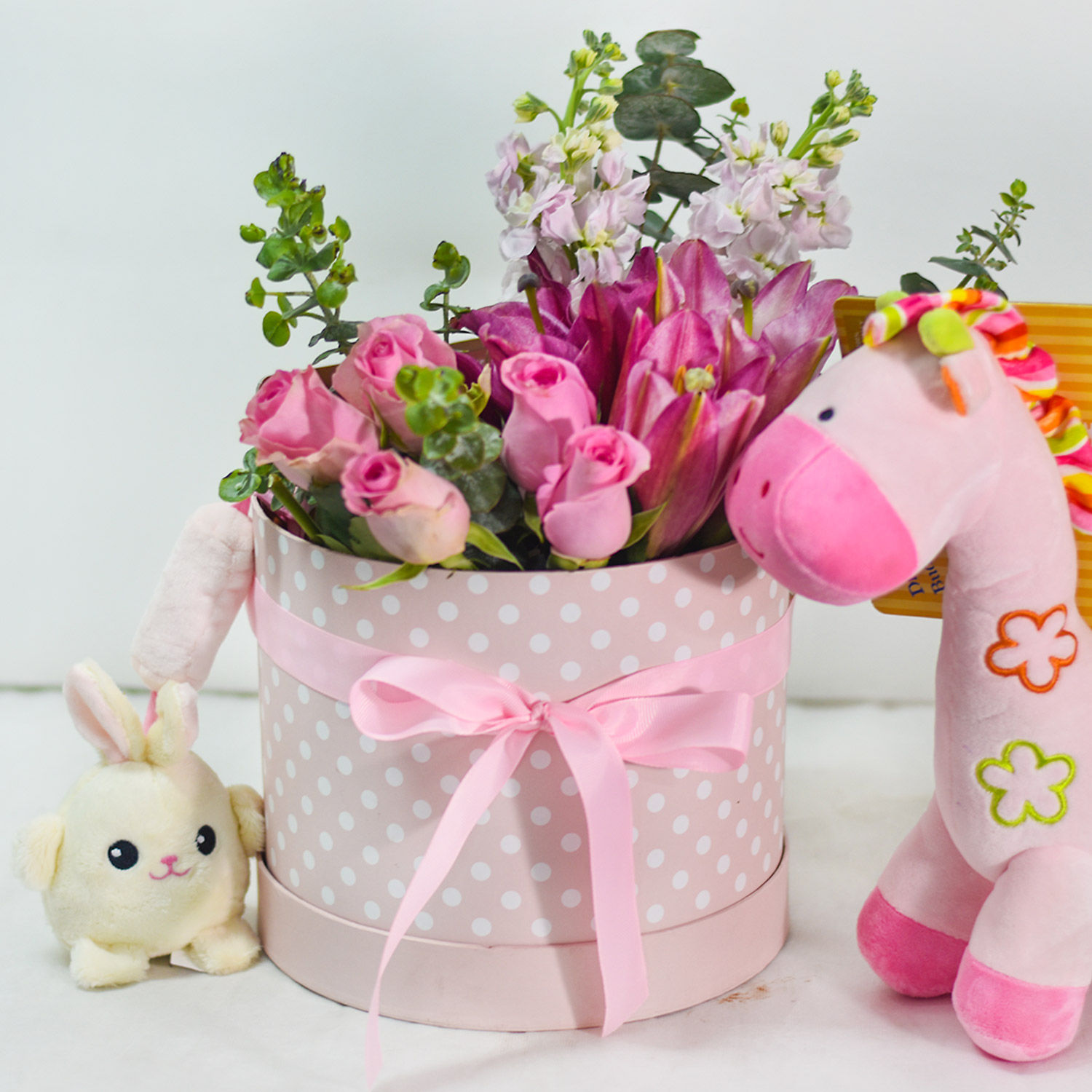 Online Mixed Flowers Soft Toys Baby Hamper Gift Delivery in Singapore - FNP