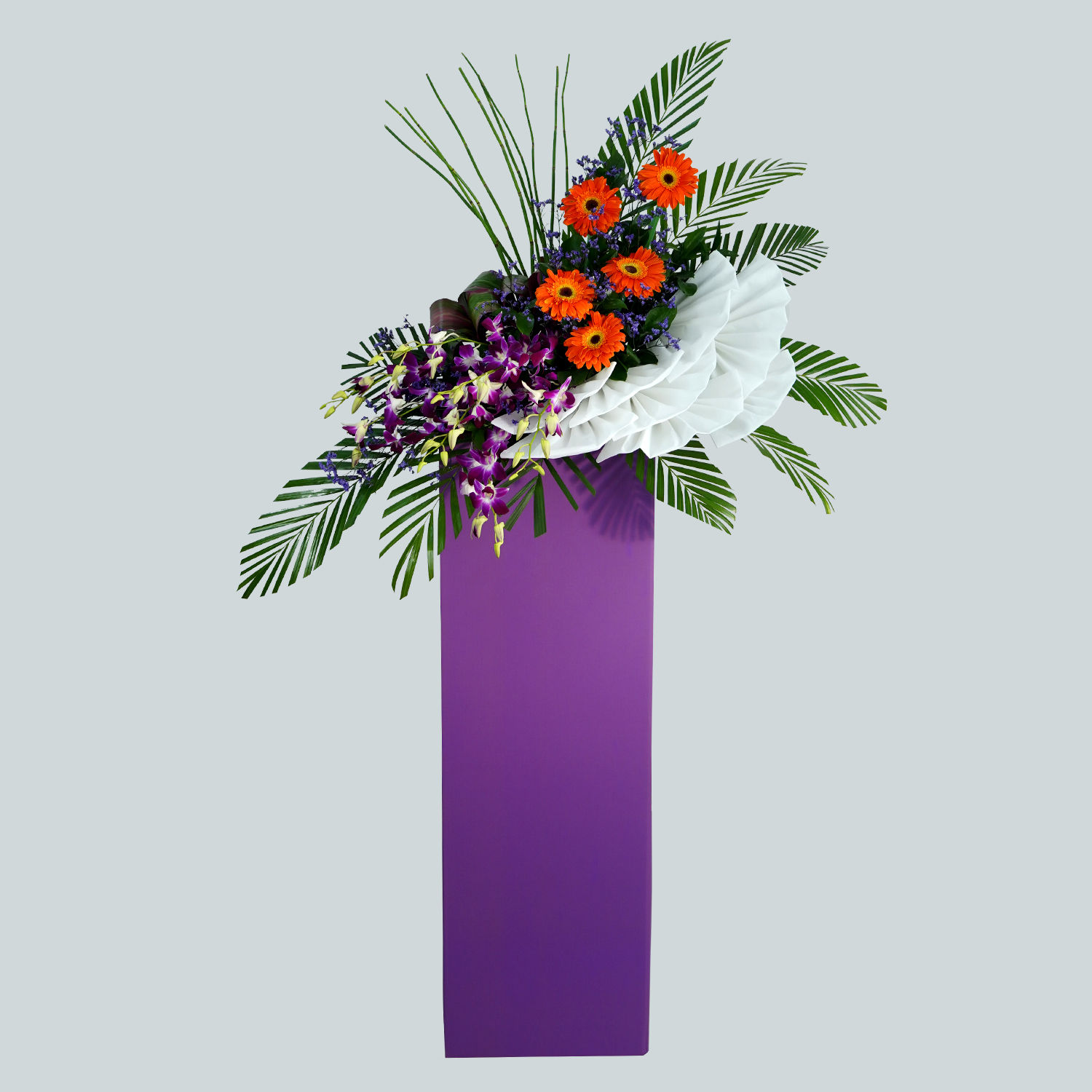 Online Mesmerising Mixed Flowers Purple Cardboard Stand Gift Delivery ...
