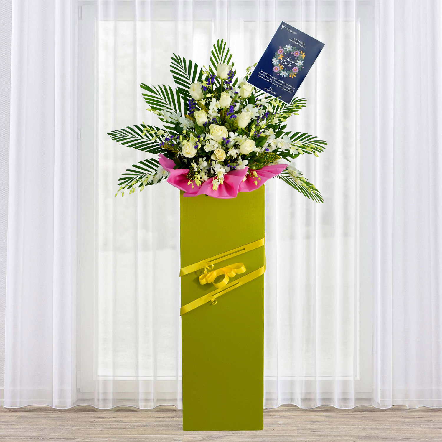 Online Rest In Peace Condolence Mixed Flowers Green Stand Gift Delivery ...