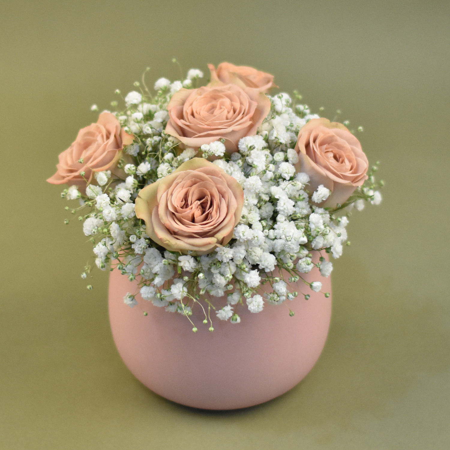 Online Roses & Baby Breath Designer Vase Gift Delivery in Singapore - FNP